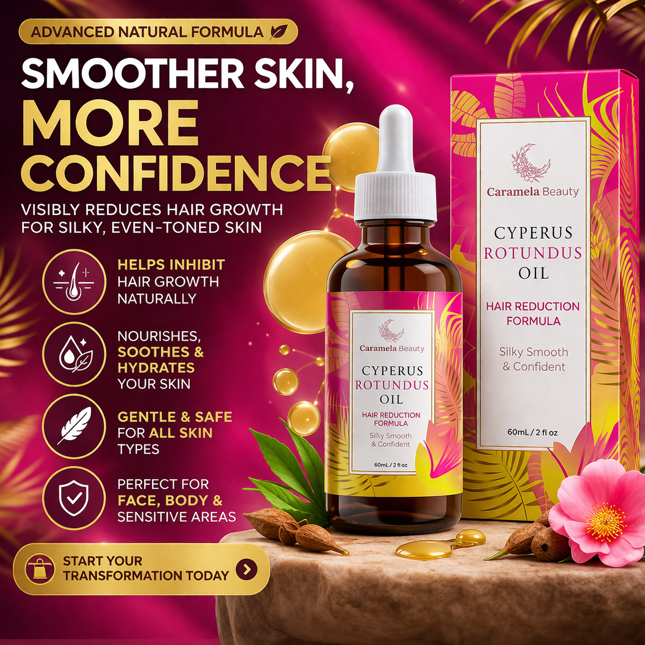 Caramela Beauty Cyperus Rotundus Oil for Natural Hair Reduction ...